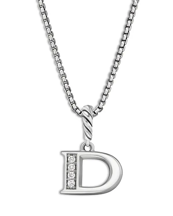 David Yurman Initial Pendant Necklace With Diamonds - D