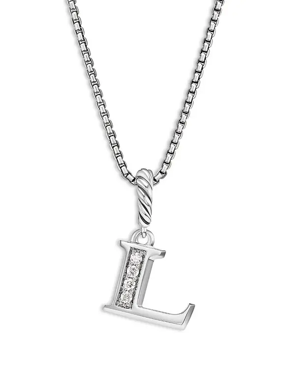 David Yurman Pave Initial Pendant Necklace - L