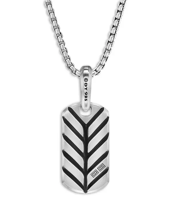 David Yurman Chevron Tag In Sterling Silver, 21mm - Blue/silver