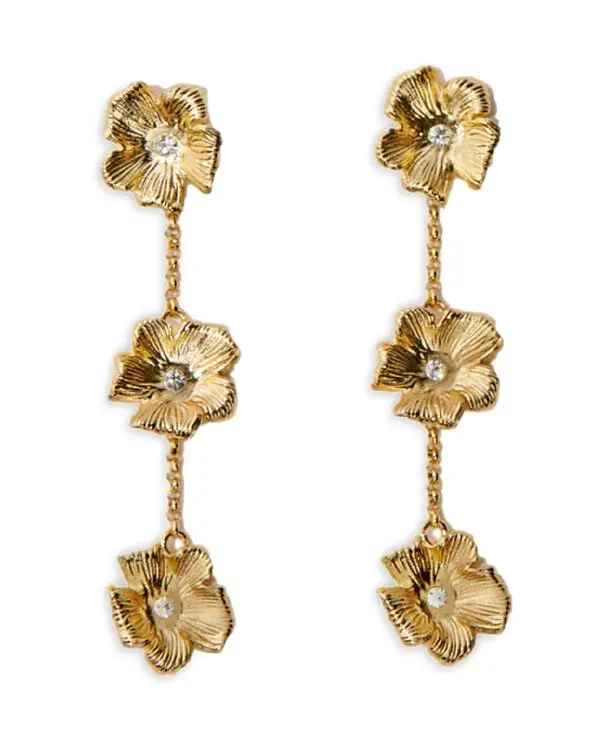 Maje Stone Accented Flower Cascade Drop Earrings - Gold
