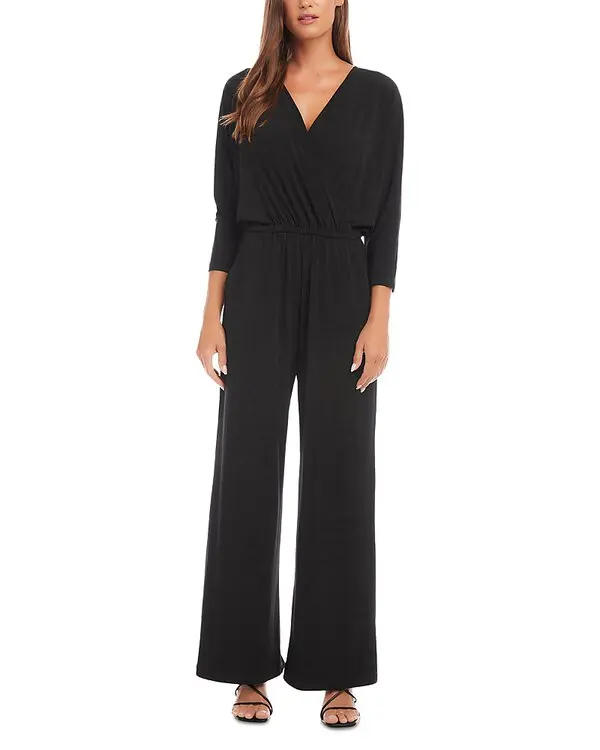 Karen Kane Crossover Neck Jumpsuit - Black