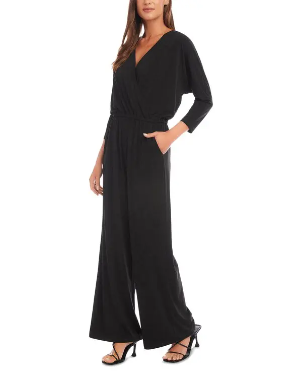 Karen Kane Crossover Neck Jumpsuit - Black