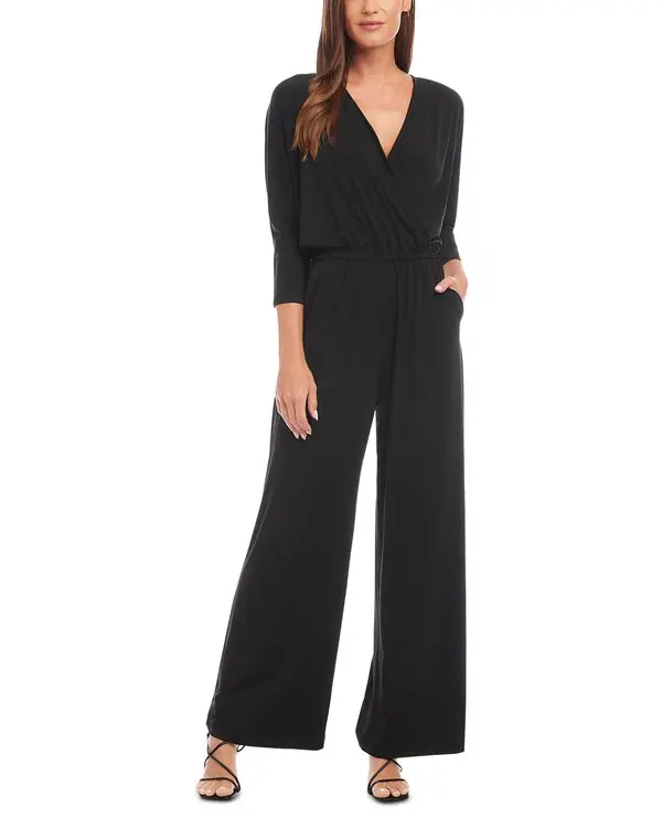 Karen Kane Crossover Neck Jumpsuit - Black