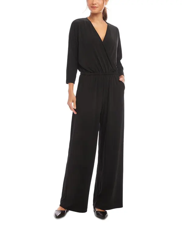 Karen Kane Crossover Neck Jumpsuit - Black