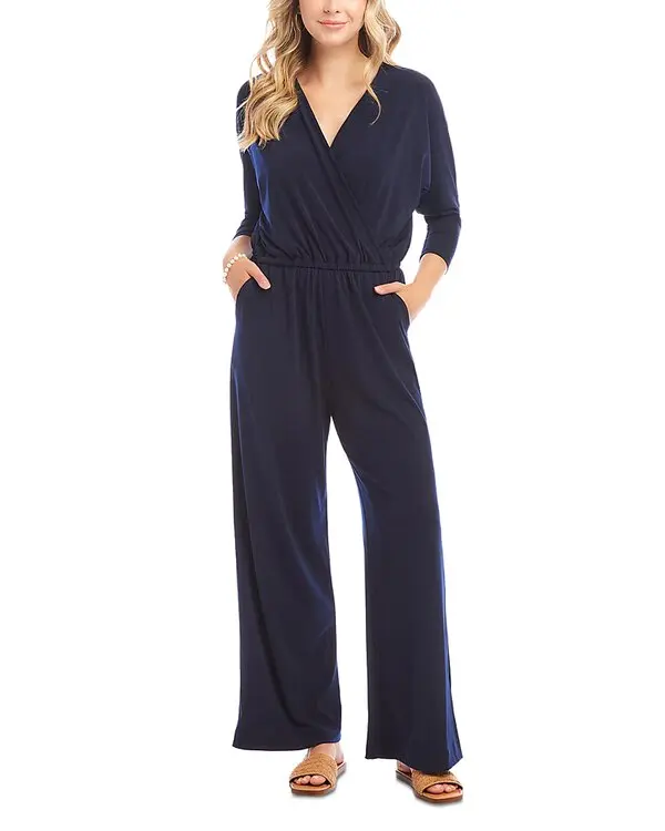 Karen Kane Crossover Neck Jumpsuit - Navy