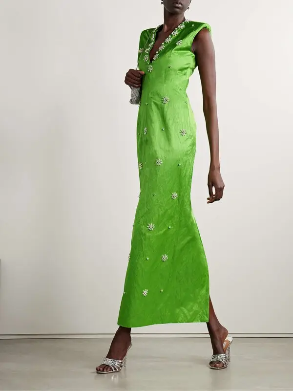 Huishan Zhang Shirin Crystal-Embellished Gown - Light Green | Editorialist