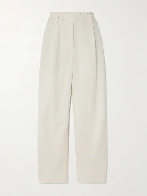 Brunello Cucinelli Herringbone Cotton And Linen-blend Wide-leg Pants - White