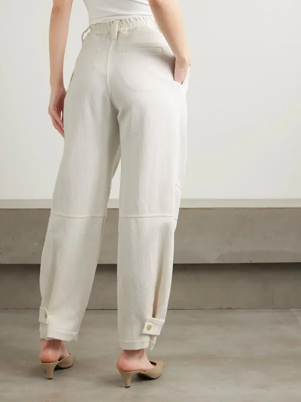 Brunello Cucinelli Herringbone Cotton And Linen-blend Wide-leg Pants - White