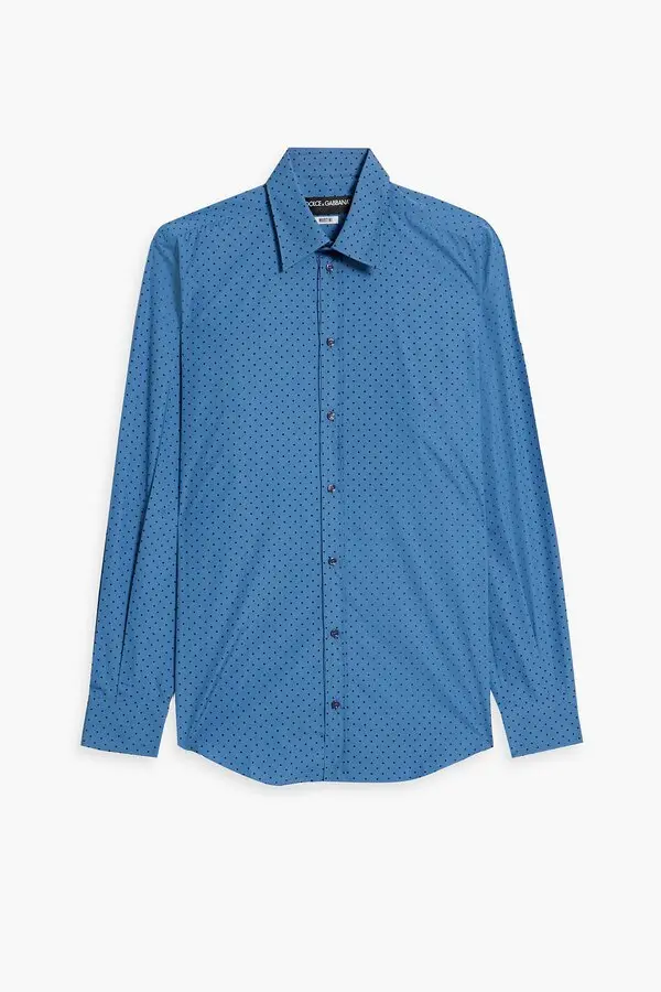 Dolce & Gabbana Polkadot Cottonpoplin Shirt - Blue