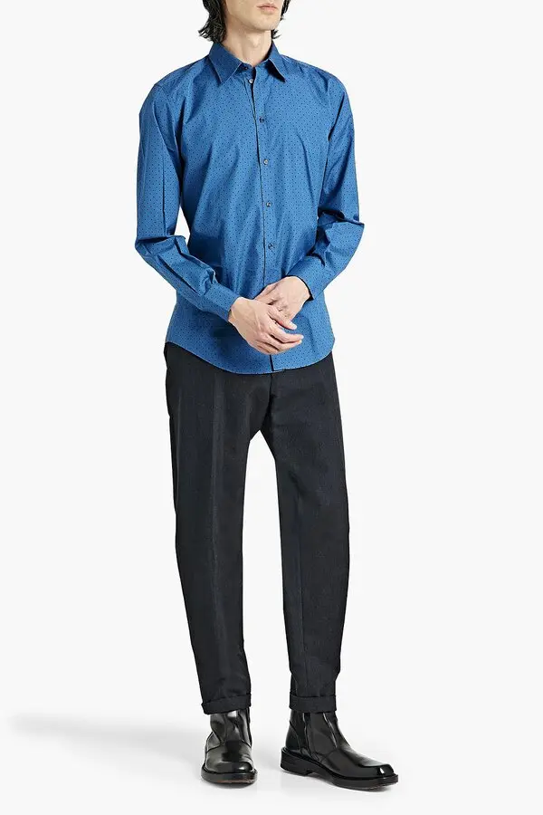 Dolce & Gabbana Polkadot Cottonpoplin Shirt - Blue