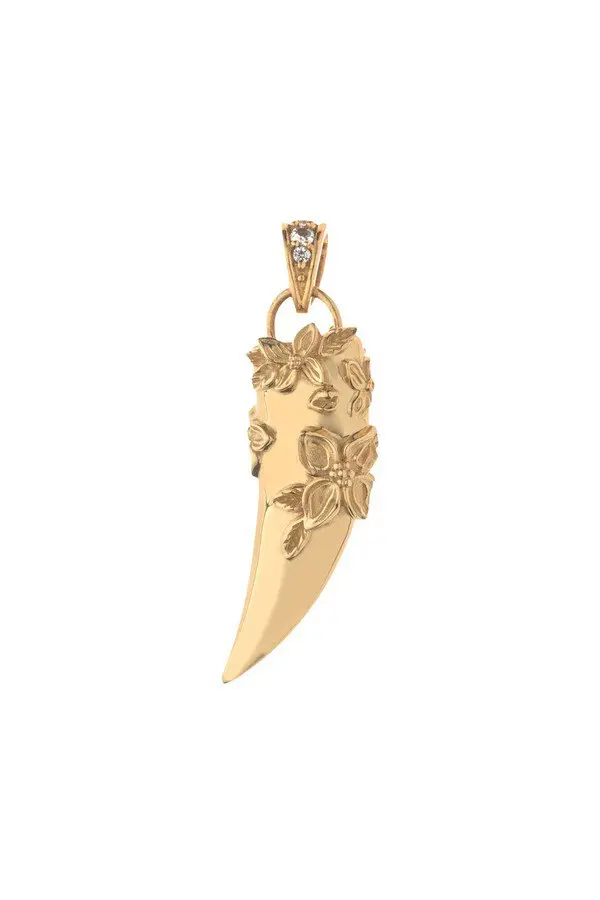 JANE WIN Protect 14k Dogwood Flowers Tusk Pendant - Gold