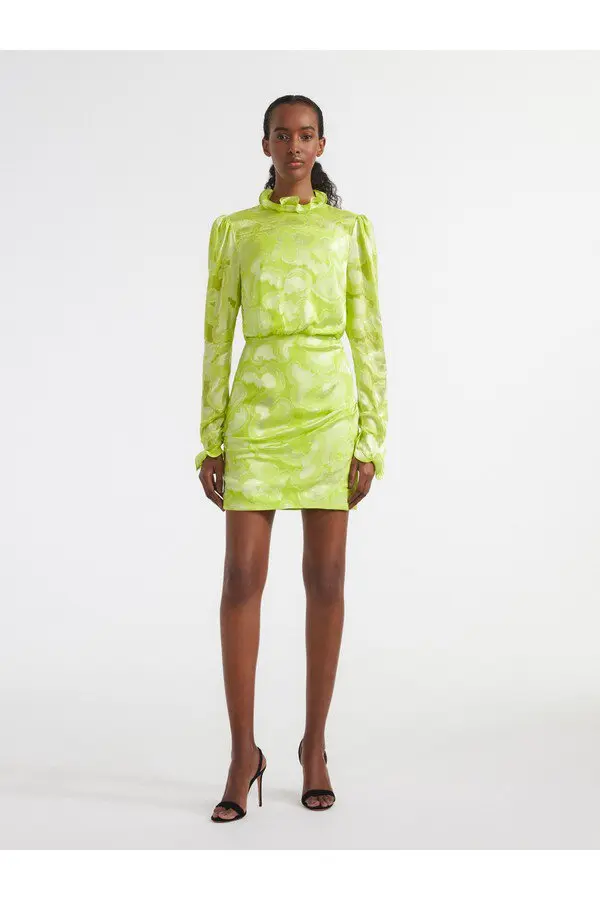 saloni green silk dress Saloni Jacqui B Silk Georgette Dress, Chrystanthemum, Women's, 36EU,