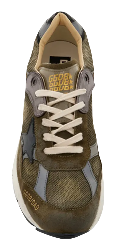 GOLDEN GOOSE Running Dad Suede Sneakers - Olive