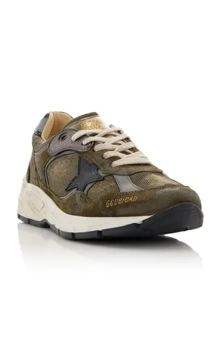 GOLDEN GOOSE Running Dad Suede Sneakers - Olive