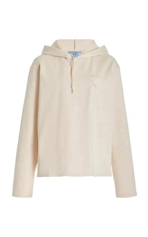 Prada Hooded Cotton Sweatshirt - Neutral