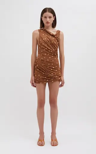 Christopher Esber Verba Beaded Mini Dress - Brown | Editorialist