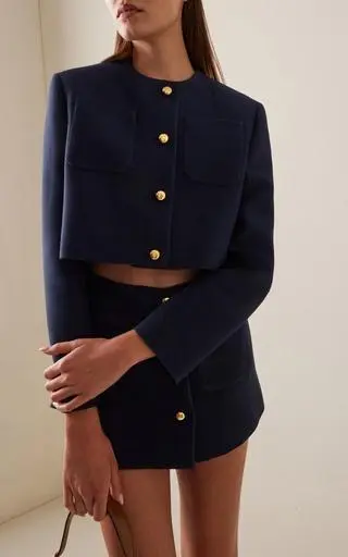 Prada Cropped Tailored Jacket - Blue