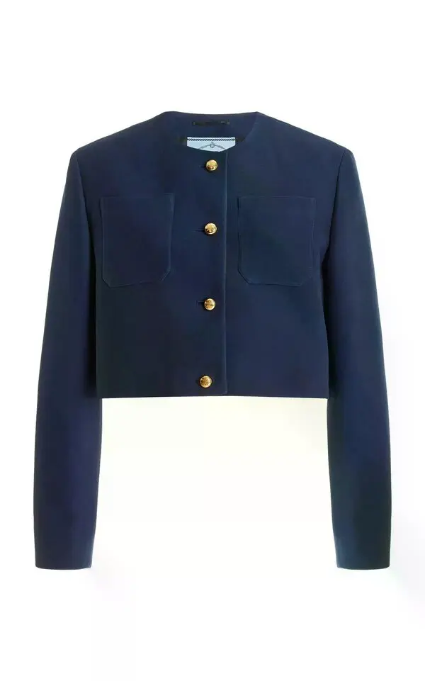 Prada Cropped Tailored Jacket - Blue