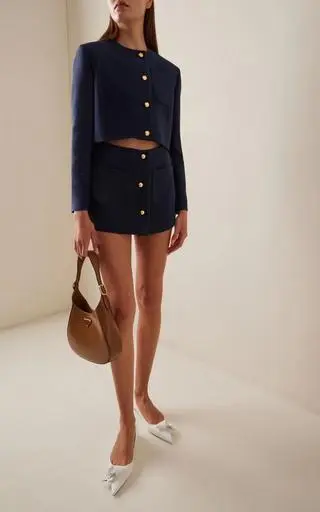 Prada Cropped Tailored Jacket - Blue