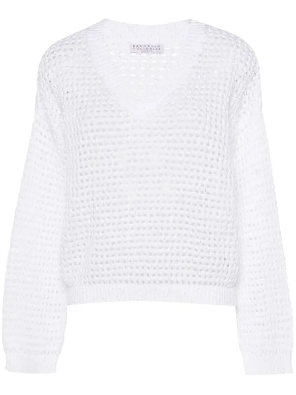 Brunello Cucinelli Sequin-embellished Jumper - White