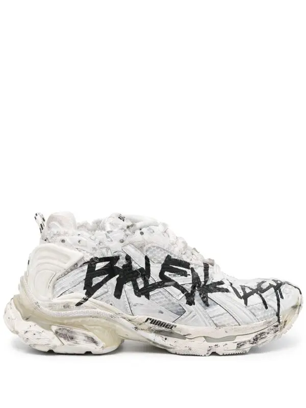 Balenciaga Runner Graffiti Sneakers - White