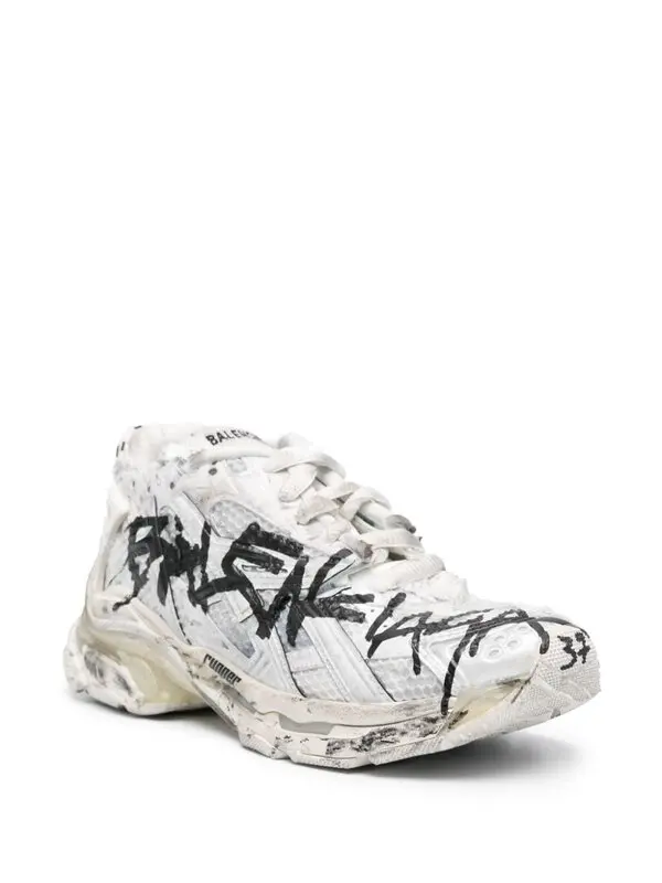Balenciaga Runner Graffiti Sneakers - White
