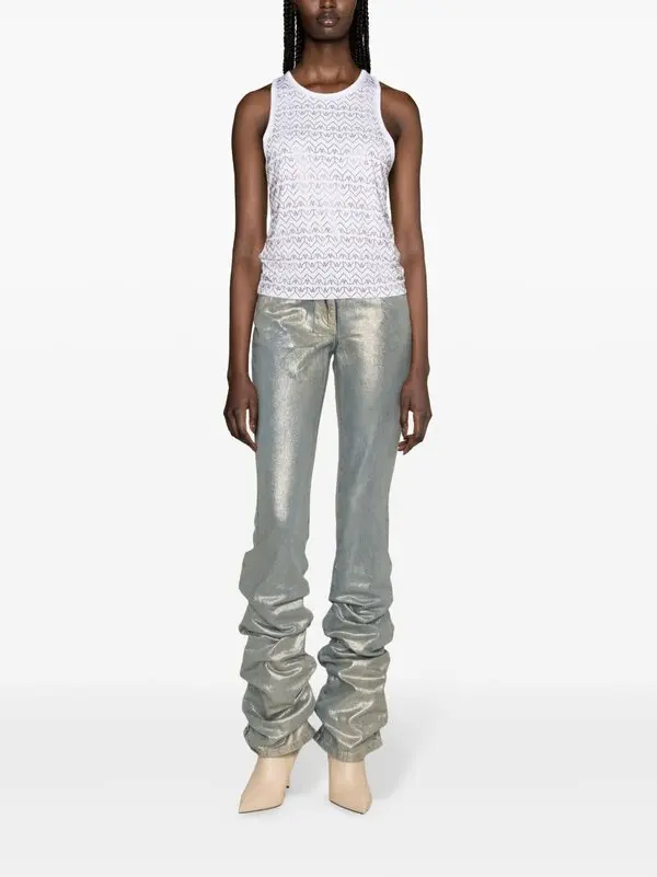 Patrizia Pepe Rhinestone-embellished Jersey Tank Top - White