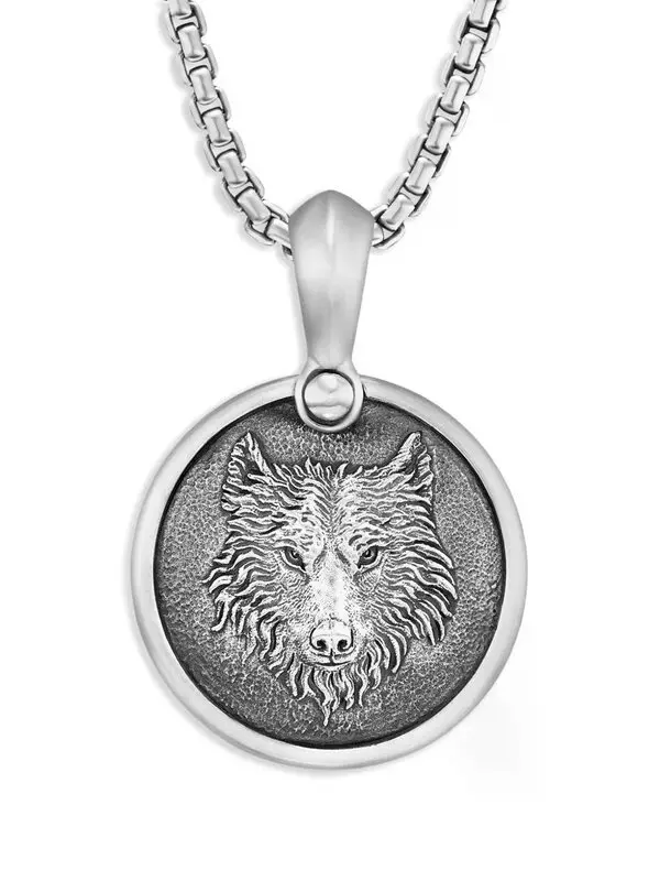 David Yurman Sterling Silver Wolf Diamond Amulet - Grey