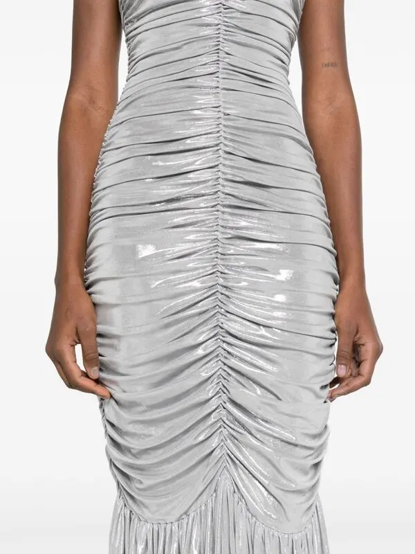 Norma Kamali Slinky Ruched Fishtail Gown - Silver