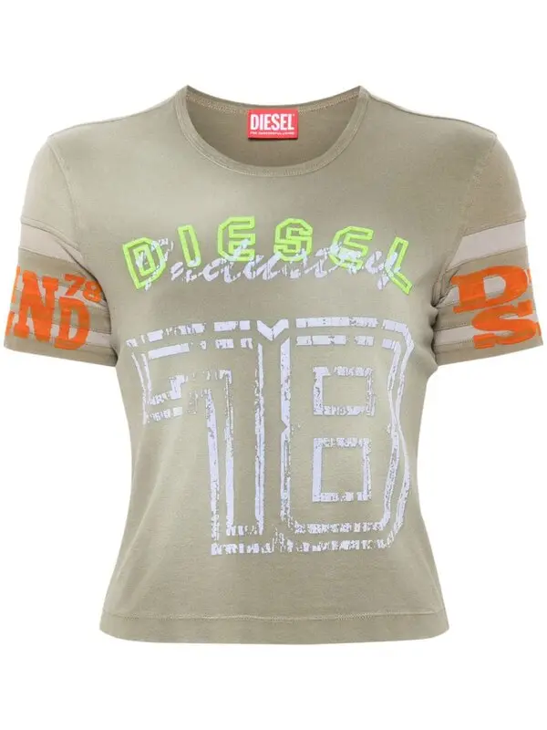 DIESEL® T-uncusl Flocked-logo T-shirt - Green