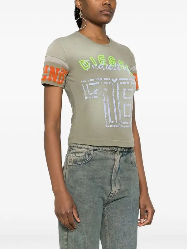 DIESEL® T-uncusl Flocked-logo T-shirt - Green