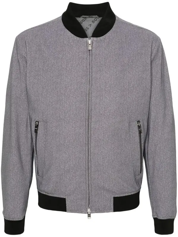 BOSS Houndstooth Print Zip-up Jacket