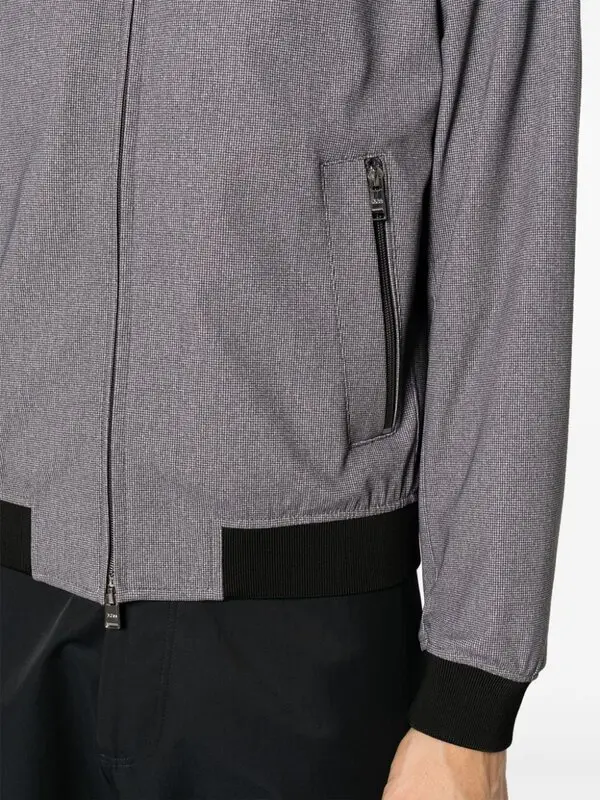 BOSS Houndstooth Print Zip-up Jacket