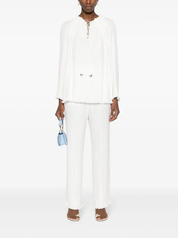 LANVIN Plissé Lace-up Blouse - White