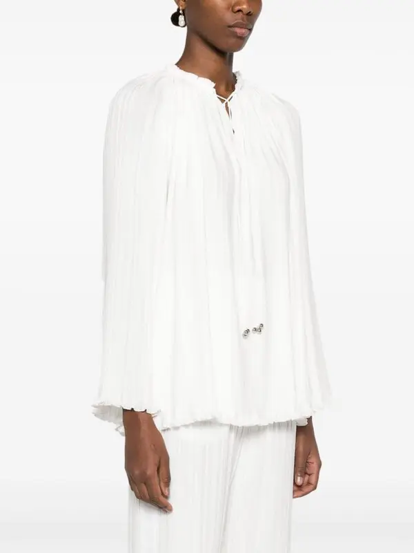 LANVIN Plissé Lace-up Blouse - White