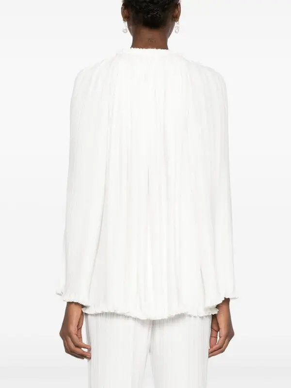 LANVIN Plissé Lace-up Blouse - White