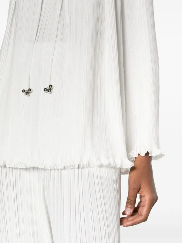 LANVIN Plissé Lace-up Blouse - White