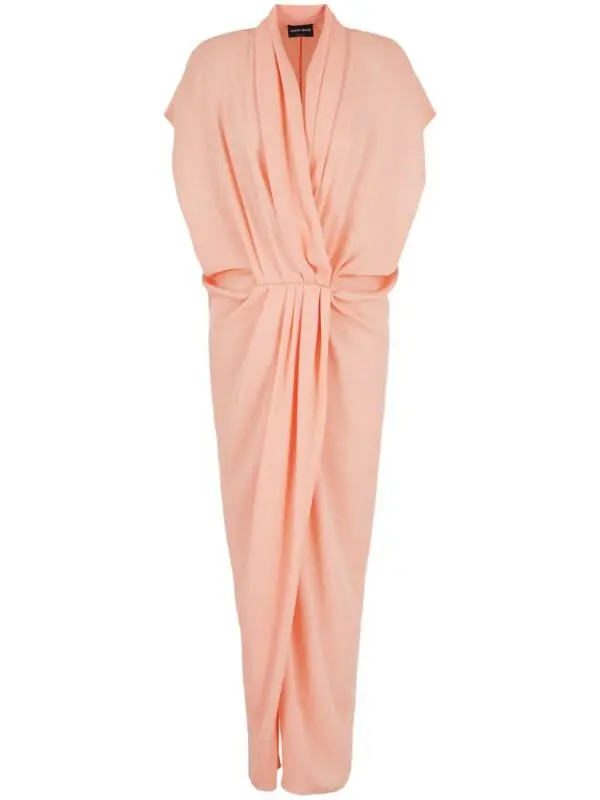 Giorgio Armani Draped Silk Midi Dress