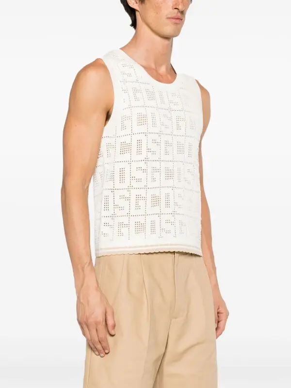Gcds Monogram Macramé Sleeveless Jumper - Neutrals