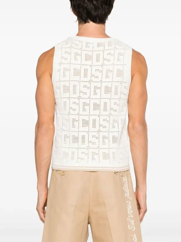Gcds Monogram Macramé Sleeveless Jumper - Neutrals