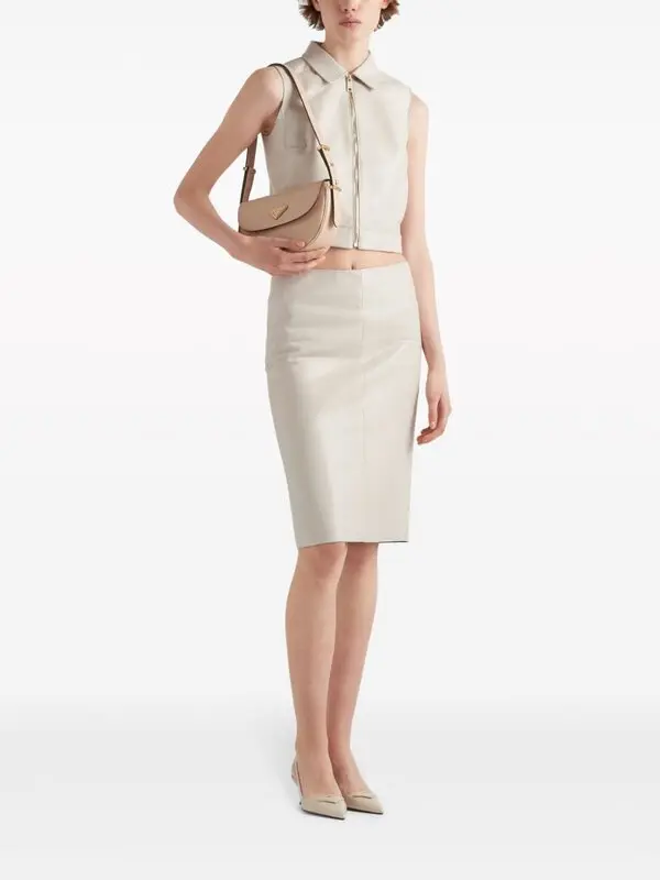 Prada Arqué Leather Shoulder Bag - Neutrals