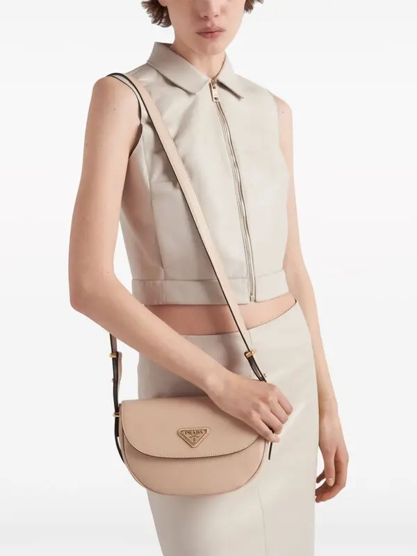 Prada Arqué Leather Shoulder Bag - Neutrals