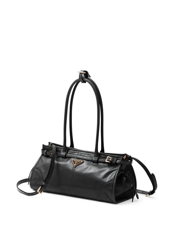 Prada Bonnie Medium Leather Handbag - Black