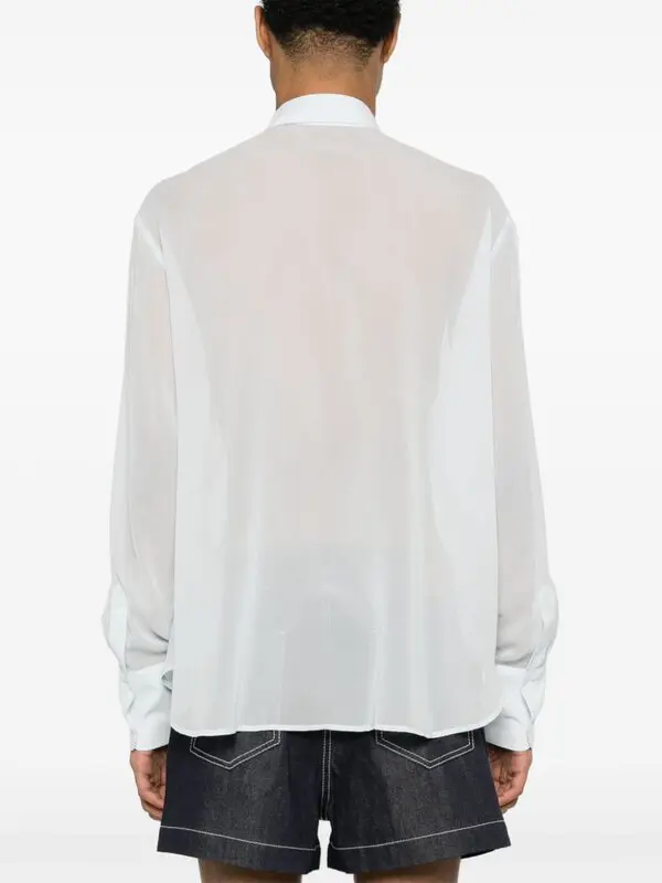 Gcds Logo-embroidered Silk Shirt - Blue