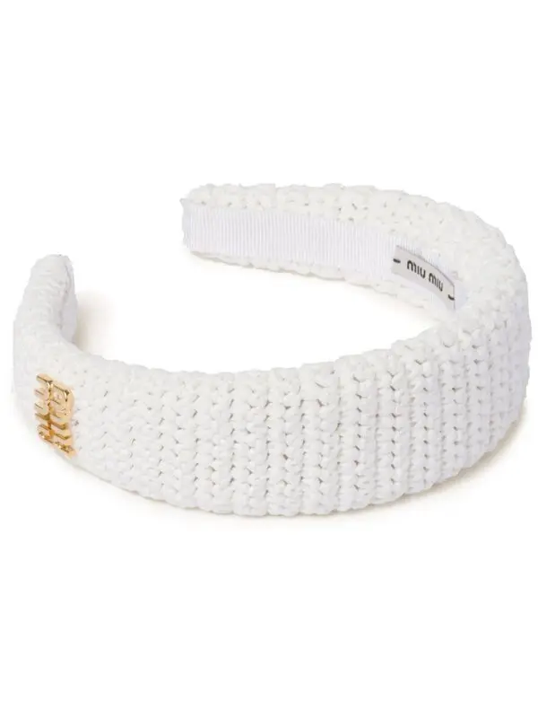 Miu Miu Logo-lettering Woven Headband - White