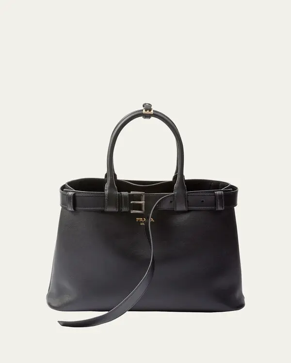 Prada Grain Leather Top-handle Bag - Nero