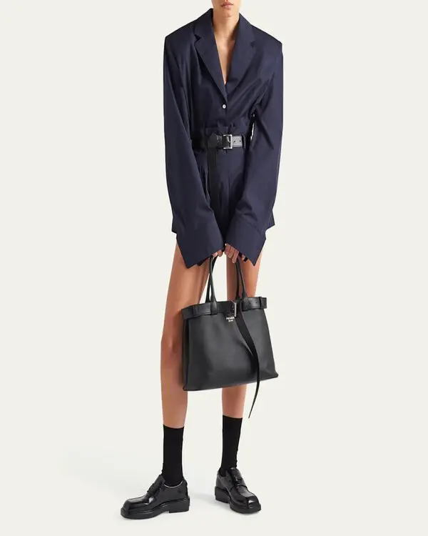Prada Grain Leather Top-handle Bag - Nero