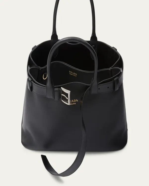 Prada Grain Leather Top-handle Bag - Nero