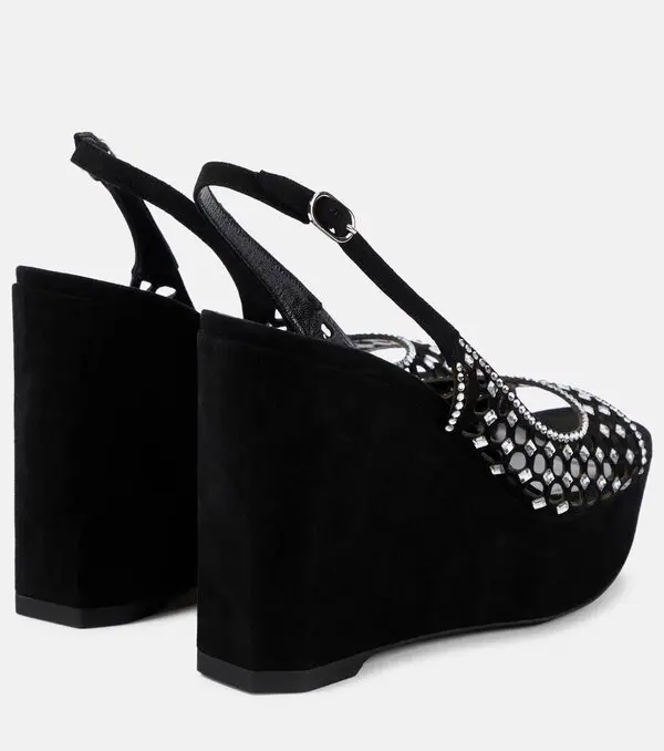 Rene Caovilla Embellished Suede Platform Sandals