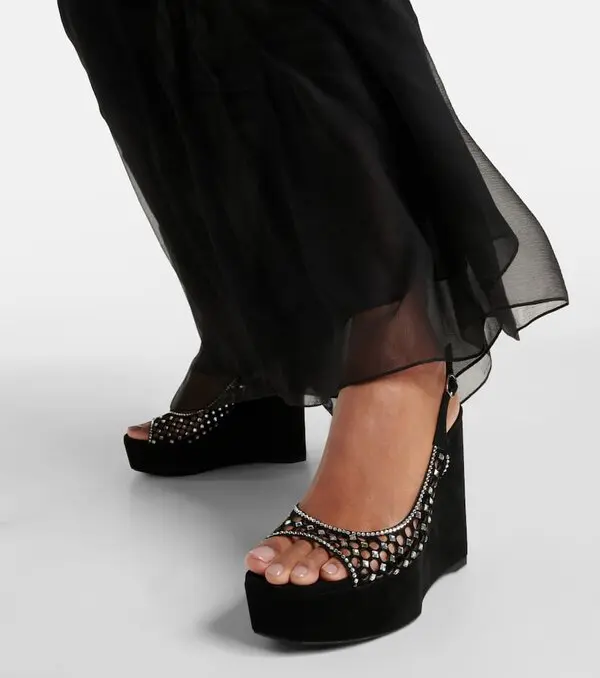 Rene Caovilla Embellished Suede Platform Sandals
